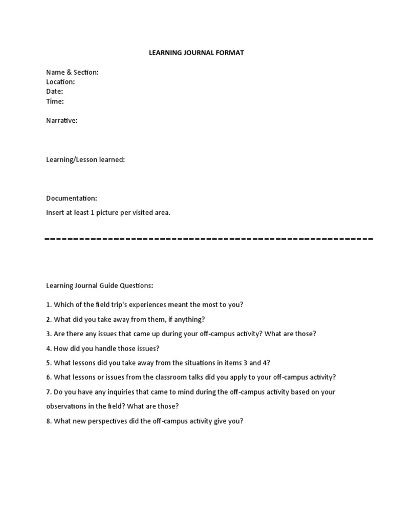 Learning Journal Format | PDF