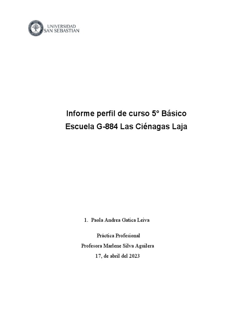 Informe Curso 5° Básico Escuela G-884 | PDF | Aprendizaje | Salón de clases