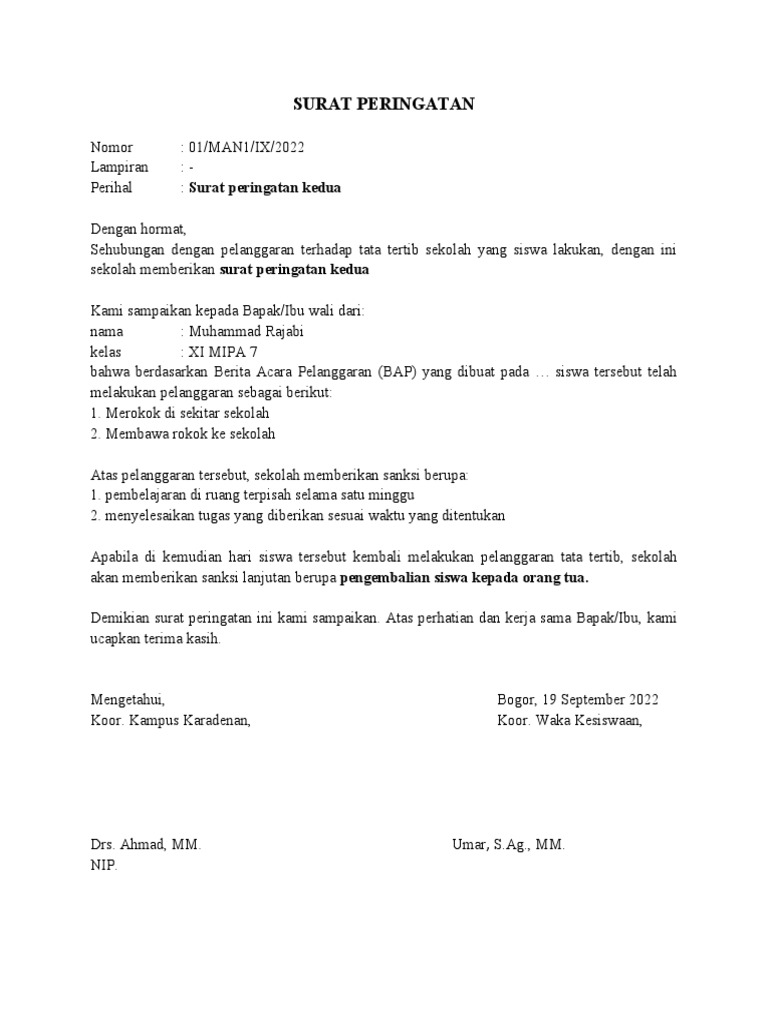 SURAT PERINGATAN | PDF