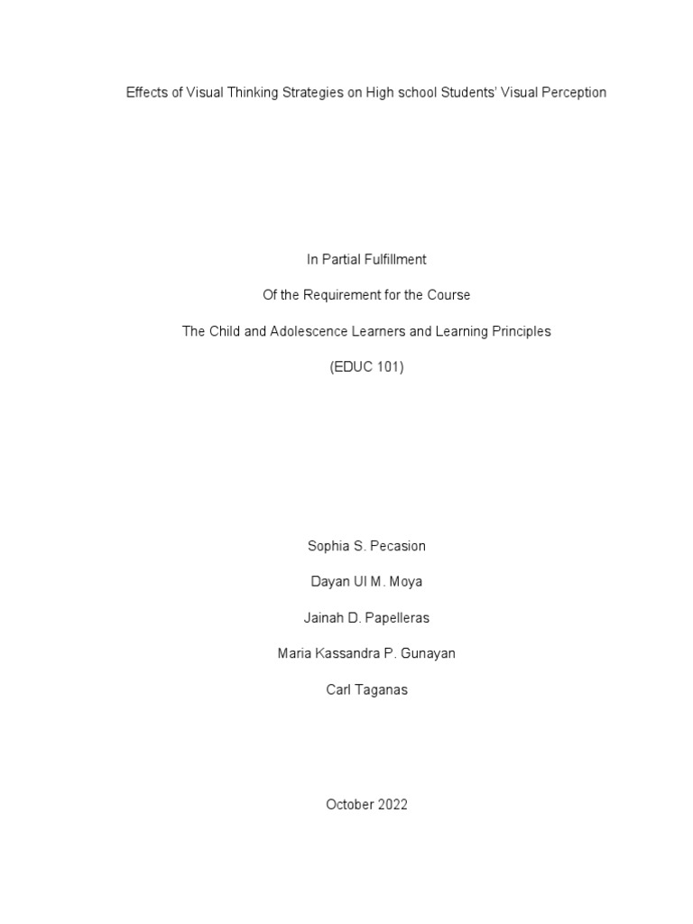 Visual Strategies for Teens | PDF | Perception | Learning