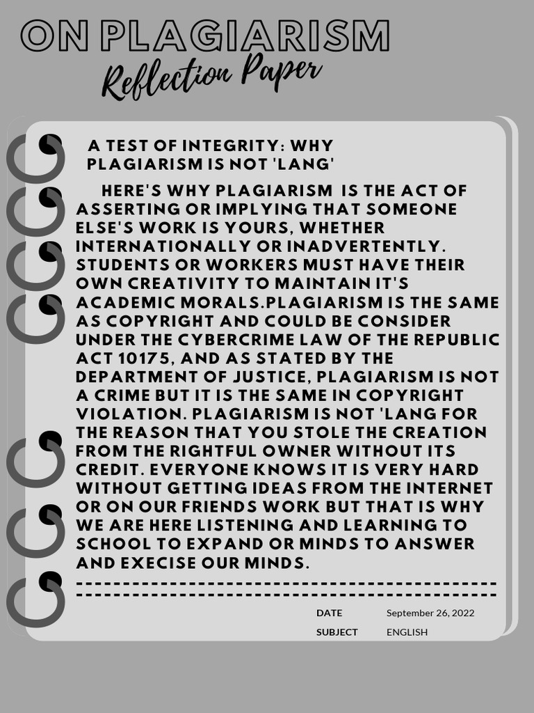 On Plagiarism (Reflection Paper) | PDF