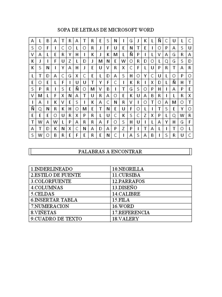 Sopa de Letras Microsoft | PDF