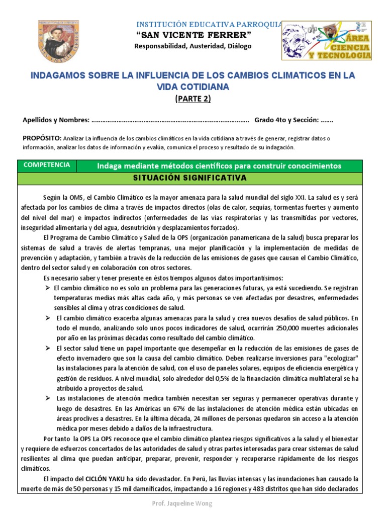 6 Indaga-Ficha 2 - Cambios Climaticos | PDF | Cambio climático | Clima