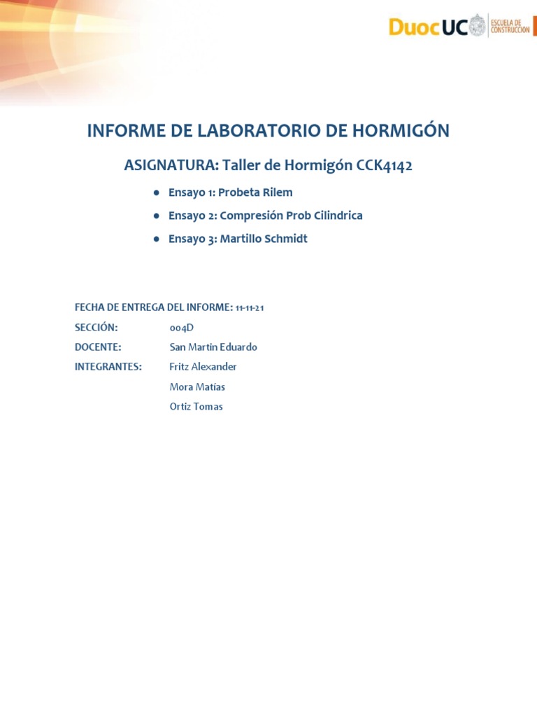 1 1 3 Formato Informe Tecnico1.1 | Descargar gratis PDF | Hormigón | Ciencias fisicas