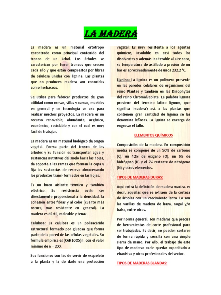 La Madera | PDF | Madera | Lignina