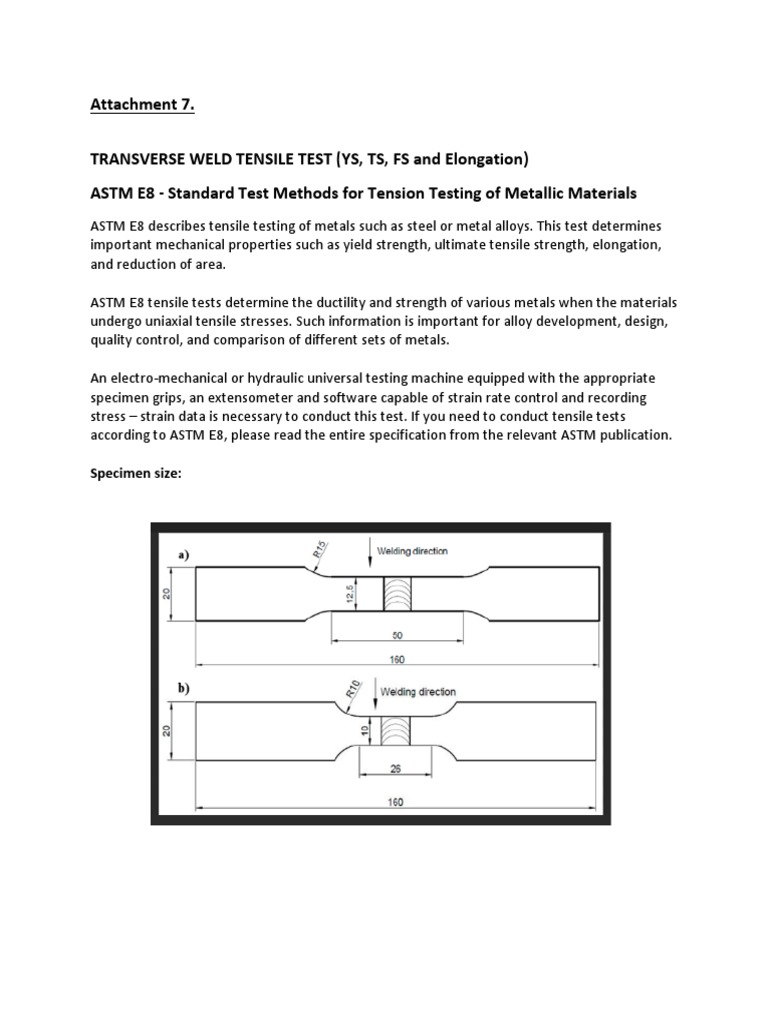 Attachment 7 - TRANSVERSE WELD TENSILE TEST | PDF