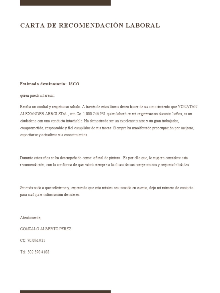 Carta de Recomendación Laboral-1 | PDF
