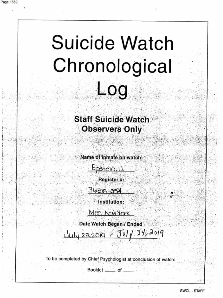 Epstein Suicide Log | PDF | Suicide