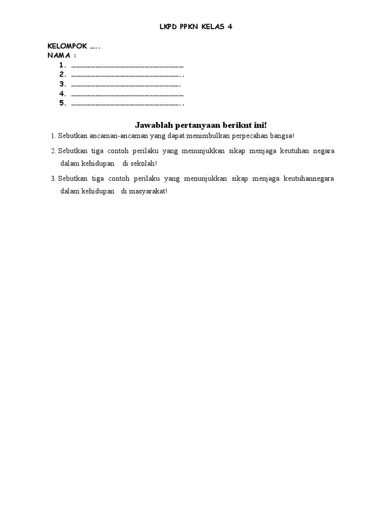 LKPD Kelas 4 PKR | PDF