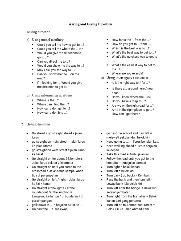 Materi Asking and Giving Directiondocx | PDF | Transport | Land Transport