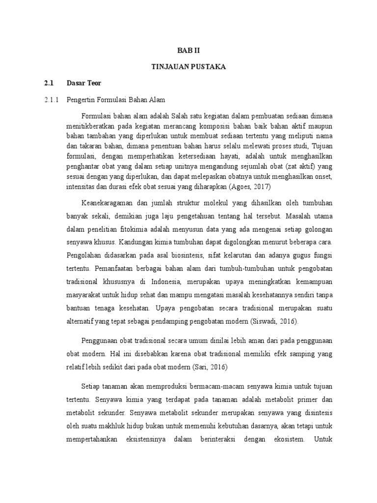 LAPORAN BAB II PKL FORMULASI BAHAN ALAM | PDF