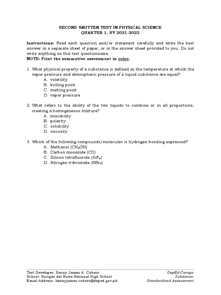 PS_Q1_Summative_Test_2 | PDF