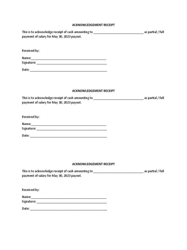 Acknowledgement - Salary | PDF