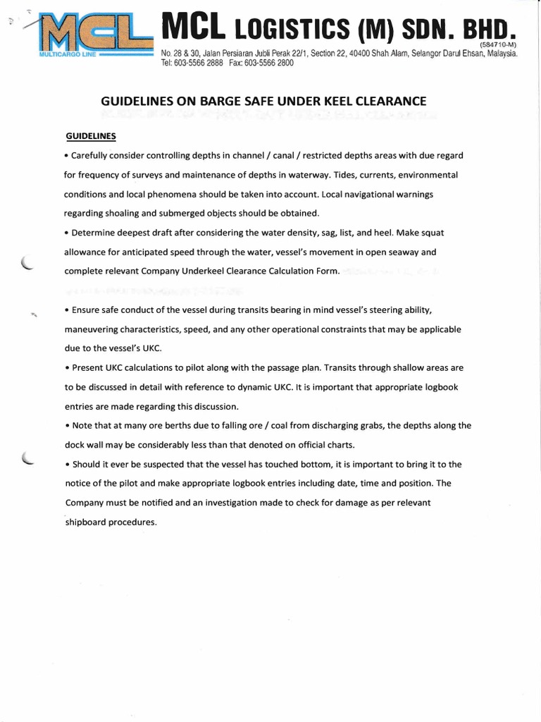 Guidelines for Under Keel Clearance | PDF | Science & Mathematics ...