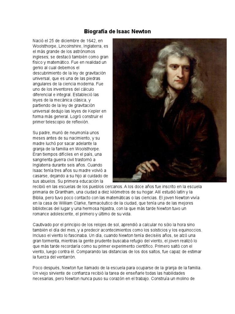 Biografía de Isaac Newton | PDF