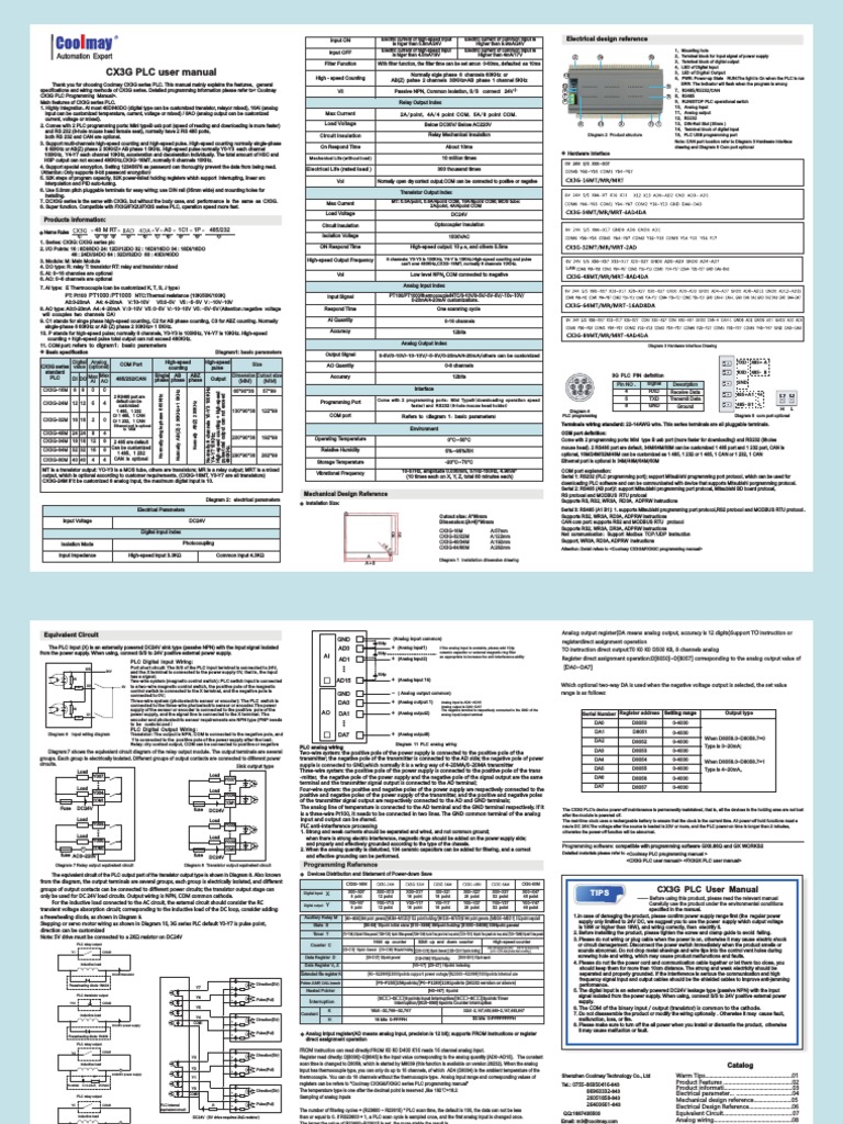 CX3G PLC User Manual V22.11 | PDF | Programmable Logic Controller | Bipolar Junction Transistor