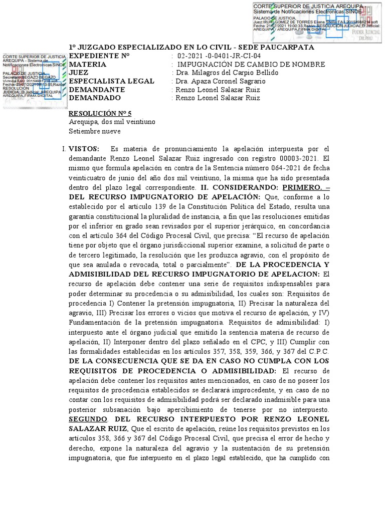 Recurso de Apelación | PDF