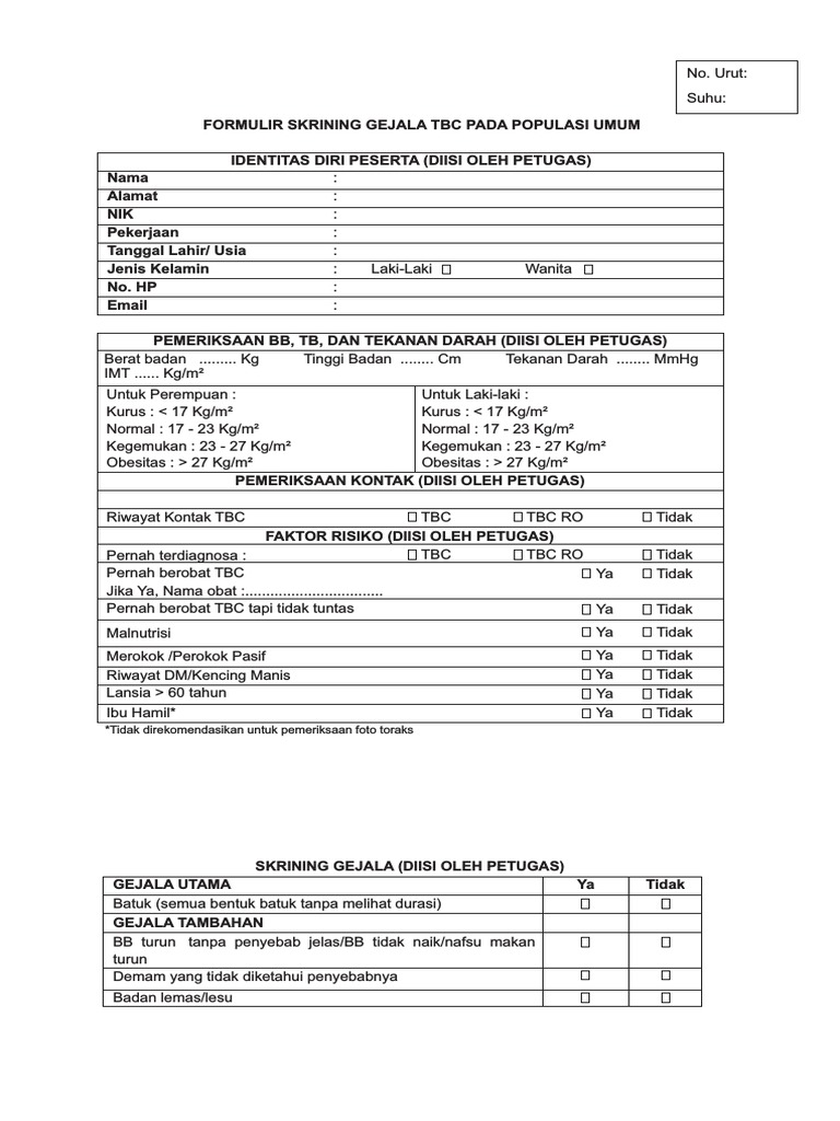 04 - Formulir Skrining Gejala TBC Pada Populasi Umum | PDF