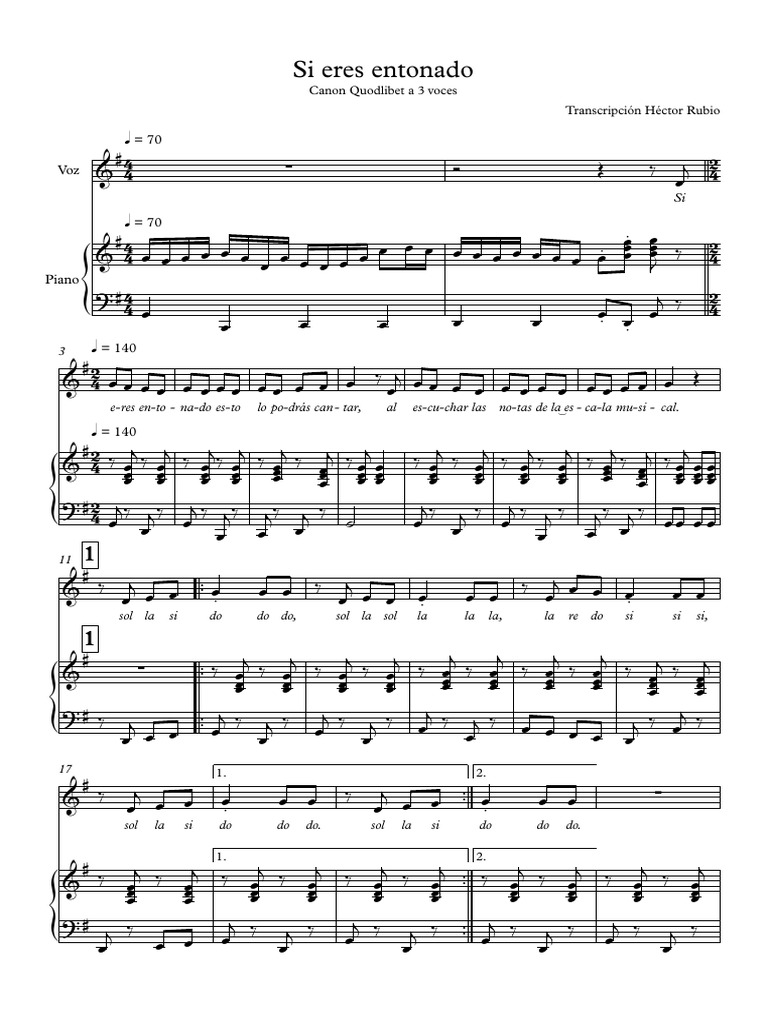 Si Eres Entonado Partitura Completa | PDF