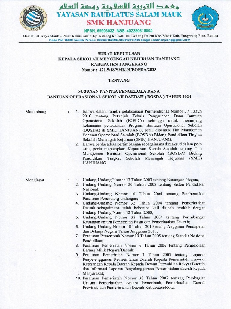 SK Tim Bosda 2023 | PDF