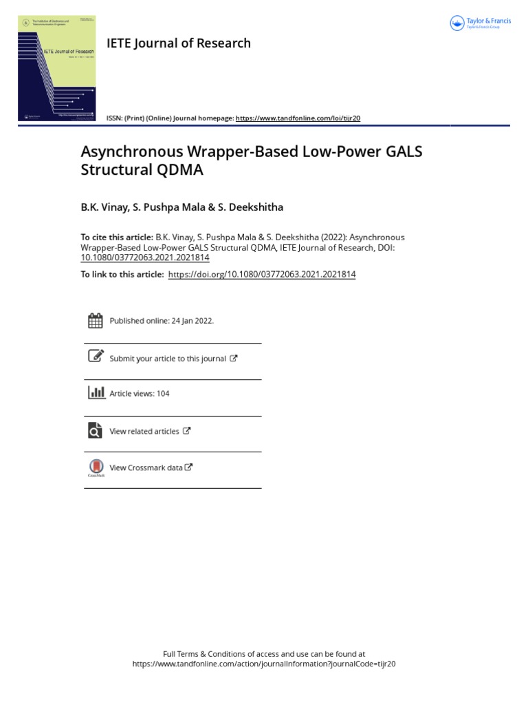 Asynchronous Wrapper Based Low Power GALS Structural QDMA | PDF ...