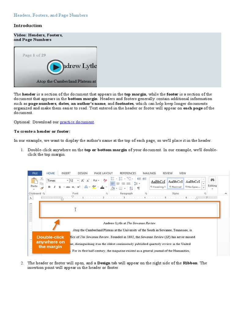 14 - Headers, Footers, and Page Numbers | PDF | Software | Computing