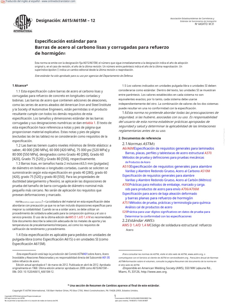 ASTM-A615 A615M en Es | PDF | Acero | Fractura