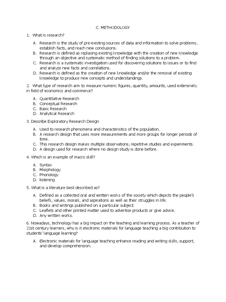 C. Methodology Questionnaire | PDF