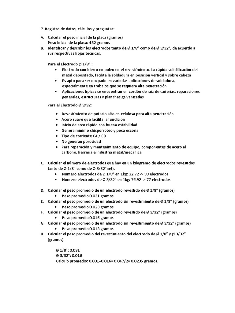 Preguntas Lab Soldadura Datos | PDF