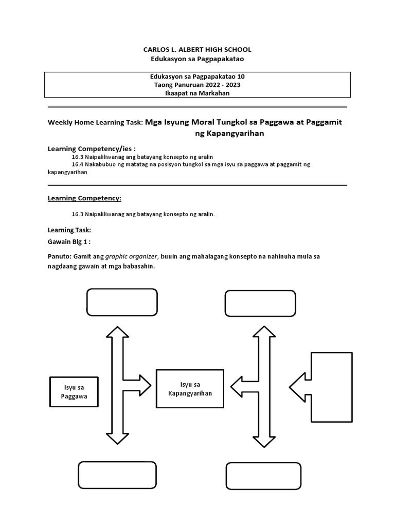 4th Quarter Weekly Home Learning Task PETA 8 | PDF