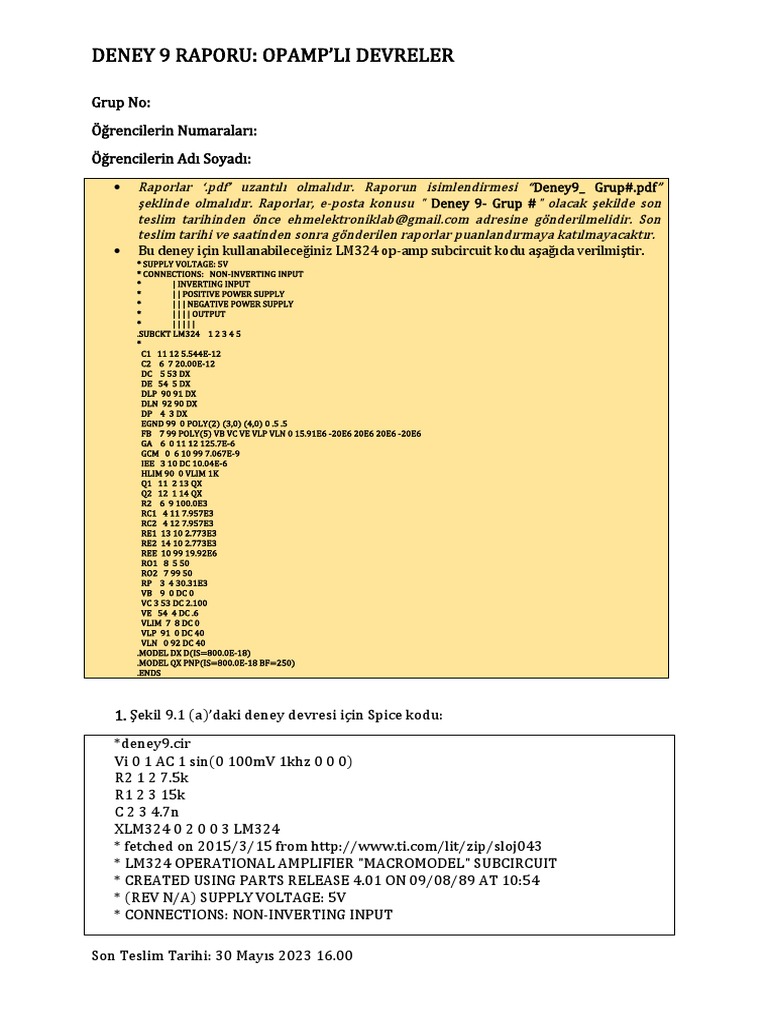 Deney 9 Rapor Şablonu | PDF