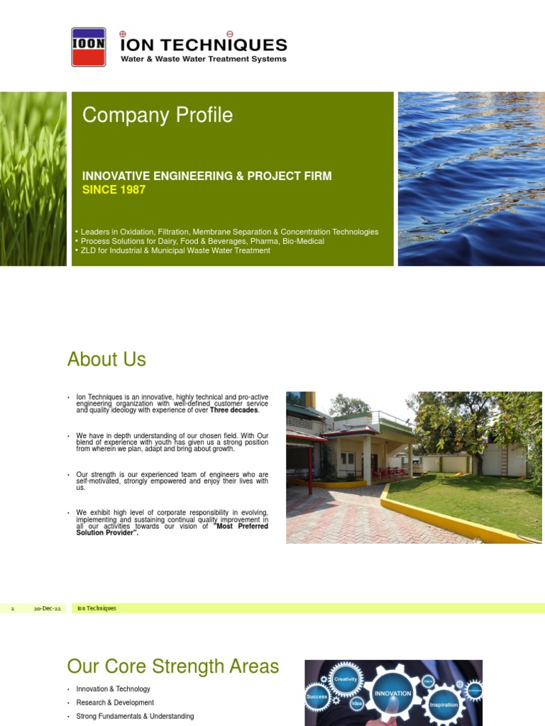 Company Profile - ION TECHNIQUES | PDF | Membrane | Sewage Treatment