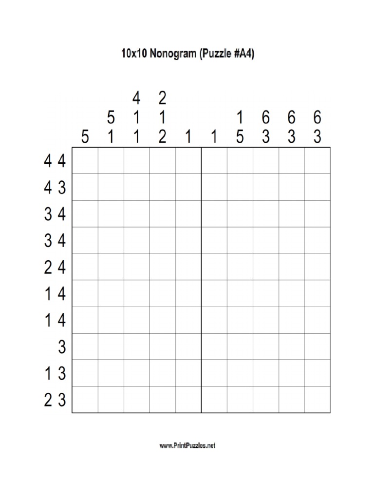 Nonogram 10x10 A4 | PDF