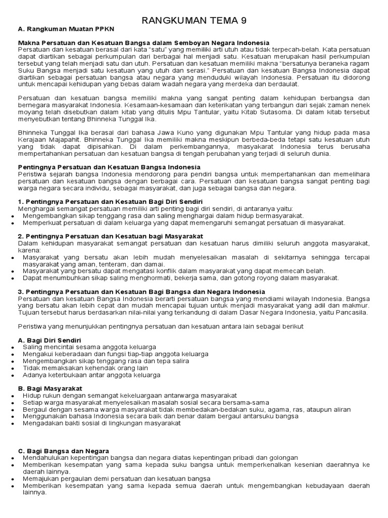 Rangkuman Tema 9 | PDF | Ilmu Sosial | Perjalanan