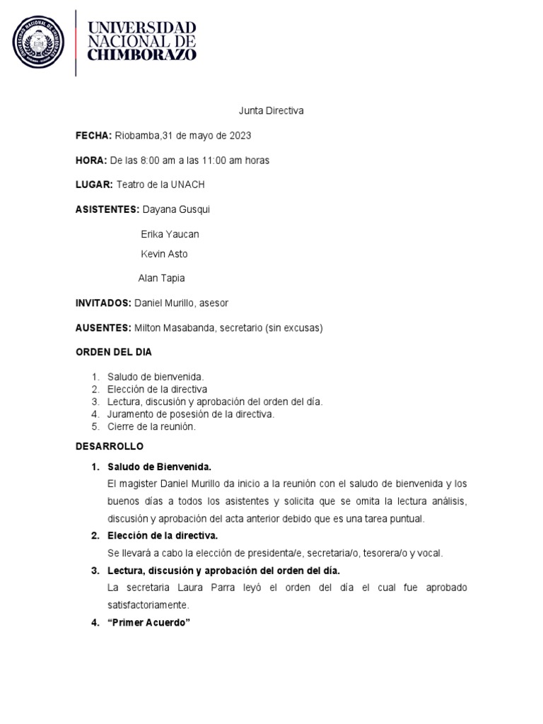 ACTA-Junta Directiva | PDF | Gobierno