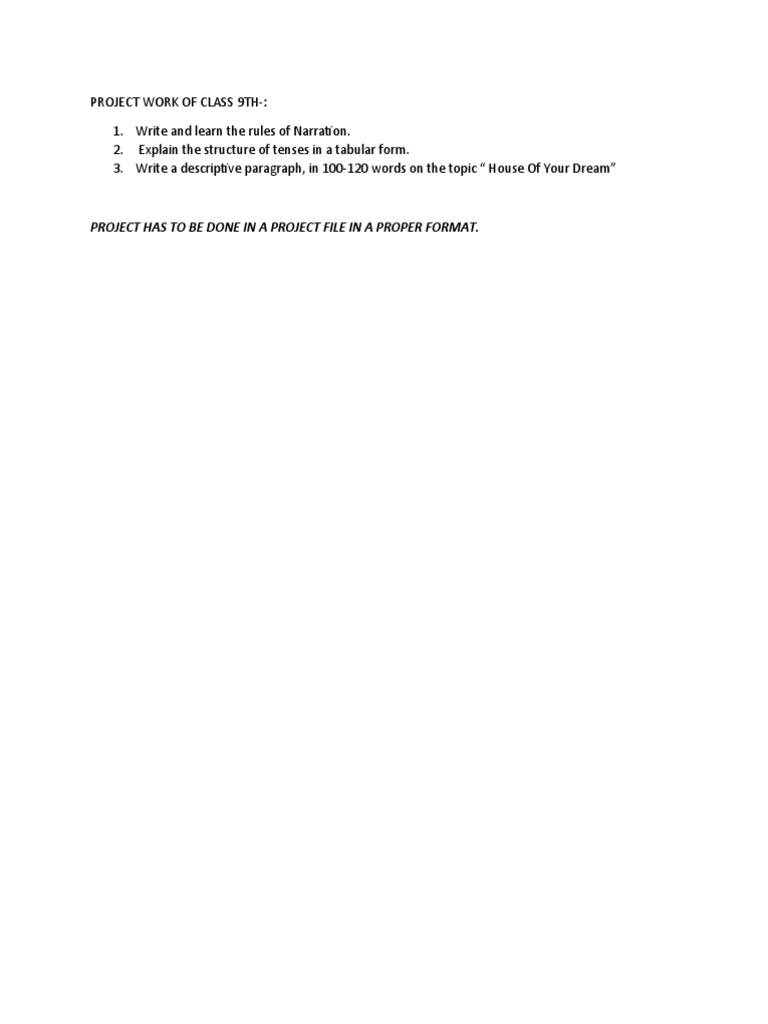 Class 9 English Project Guidelines | PDF