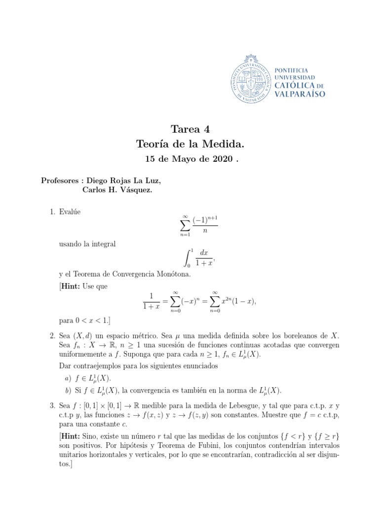 Tarea4 Medida | PDF | Medida (Matemáticas) | Integral