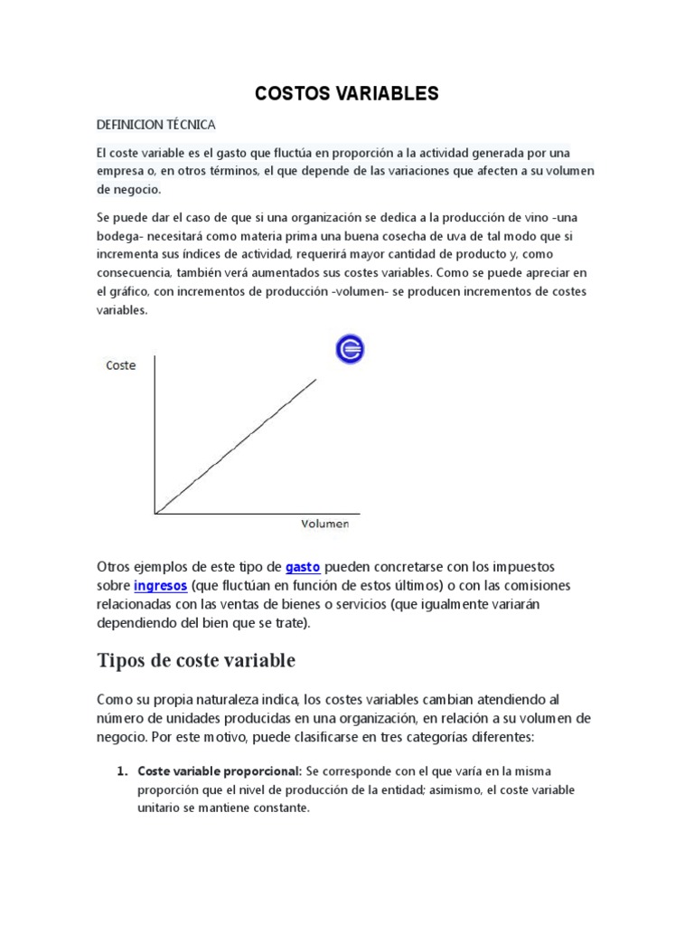 Costos Variables | PDF | Costo | Economias