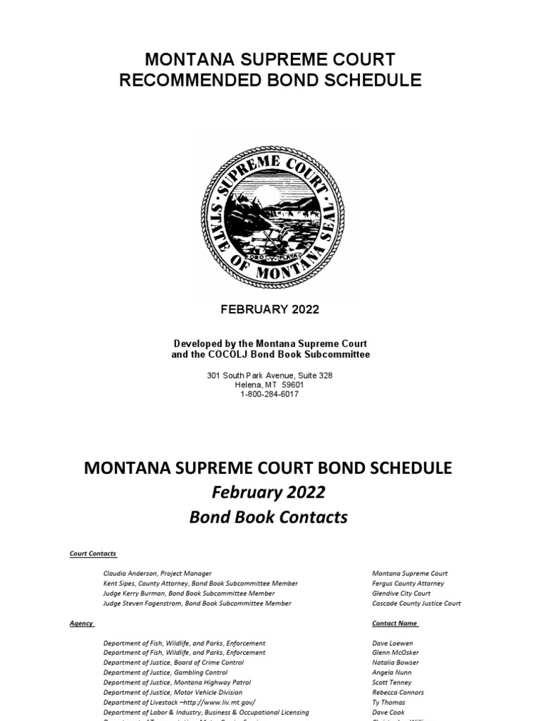 Montana Court Bond Schedule 2022 | PDF | Bail | Montana