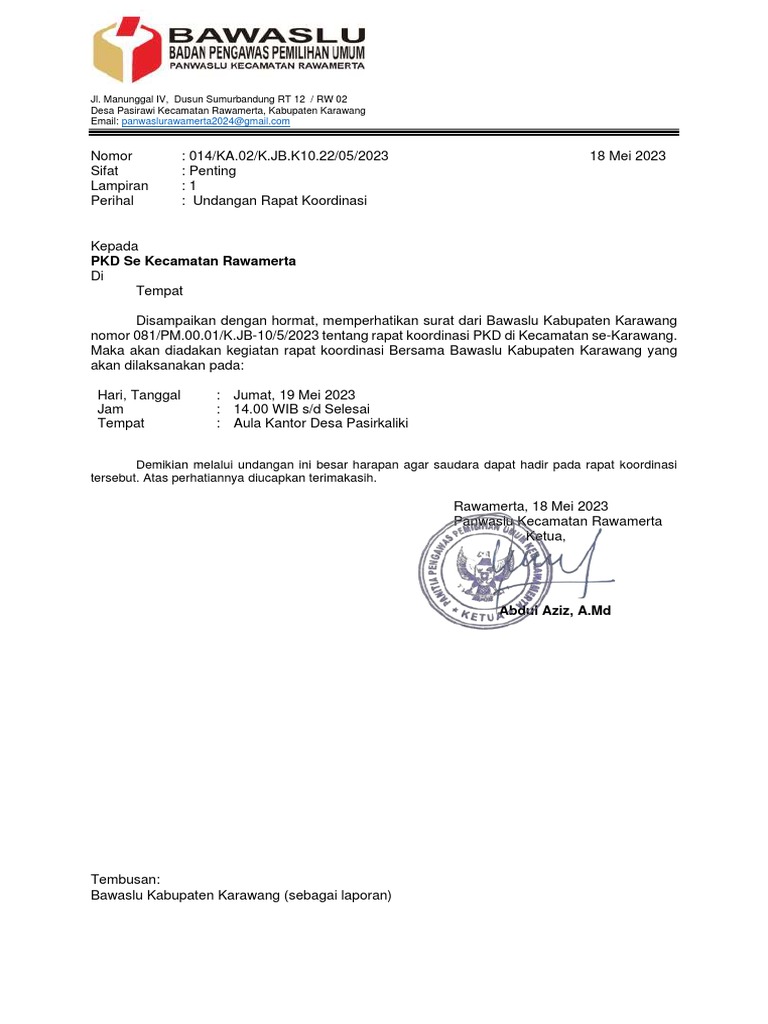 UNDANGAN RAKOR (014.KA.02) (2) | PDF