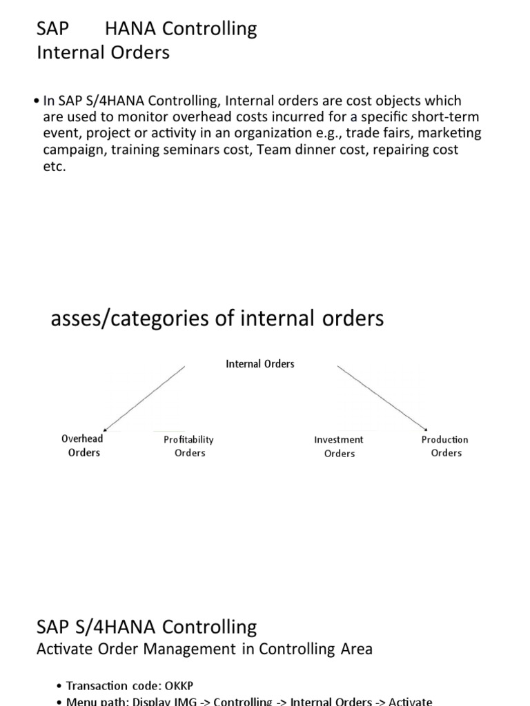 S/4HANA Internal Orders Training Guide | PDF | Cost | Business