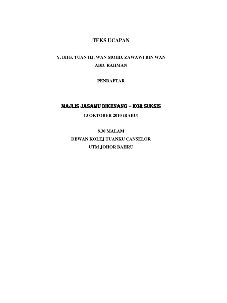 Suksis Jasamu Dikenang 13.10.2010 | PDF