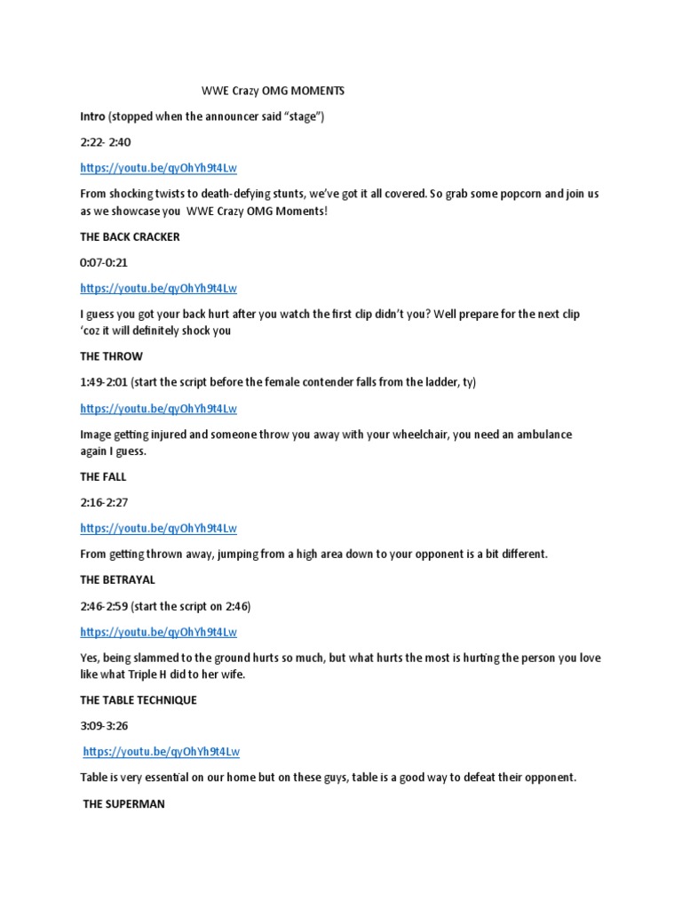 Scripts | PDF | Sports Entertainment | Professional Wrestling Shows