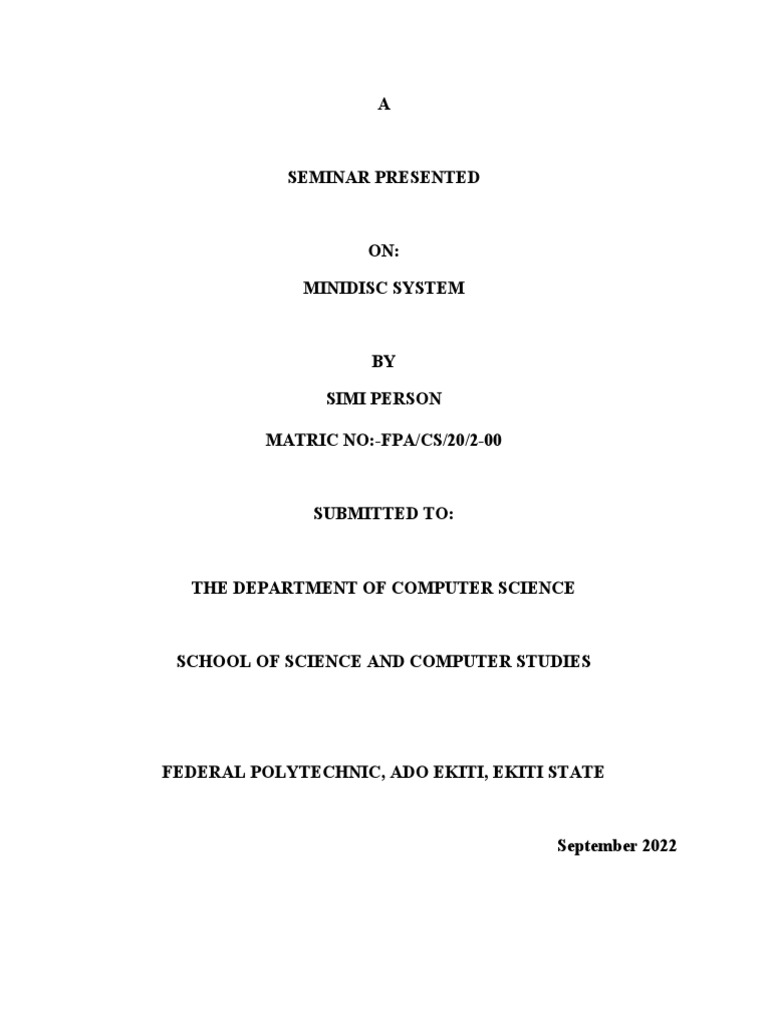 MiniDisc System Seminar Project | PDF | Games & Activities | Technology ...