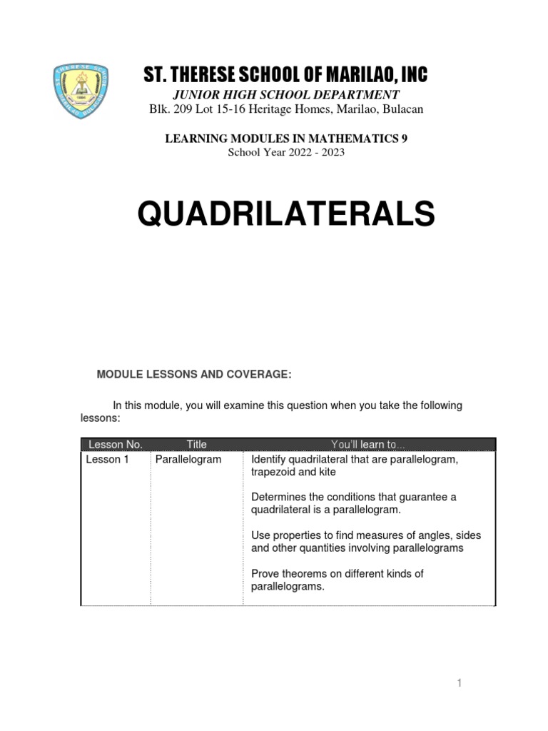 Learning Module Math 9 | PDF | Rectangle | Triangle