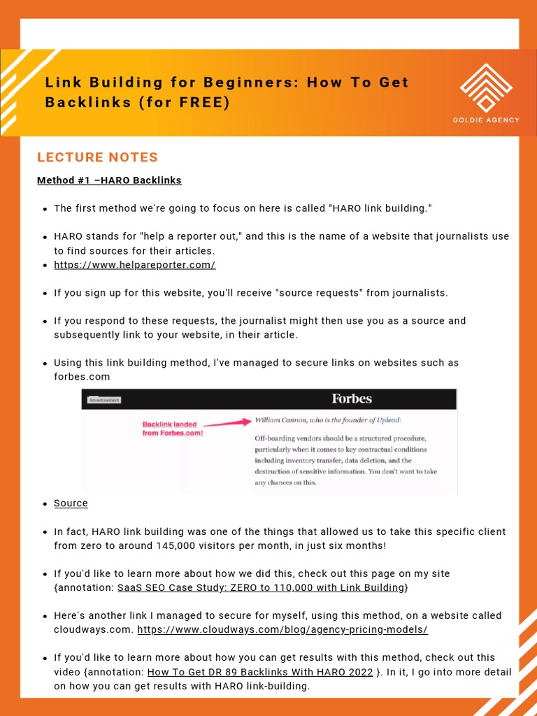 Link Building For Beginners How To Get Backlinks (For FREE) | PDF ...