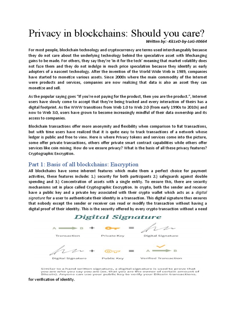 Privacy In Blockchains Pdf Cryptocurrency Computer Security