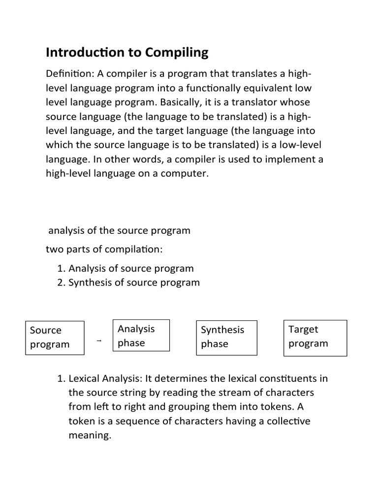 Introduction To Compiling | PDF