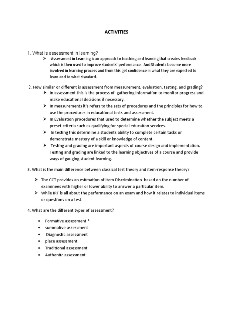 ACTIVITIES Educ 8 | PDF | Business | Self-Improvement