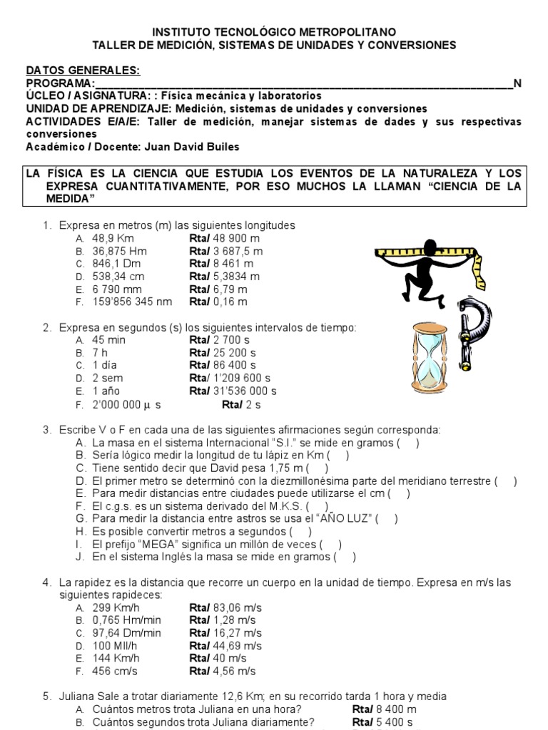 Taller de Mediciones | PDF | Pie (unidad) | Medición